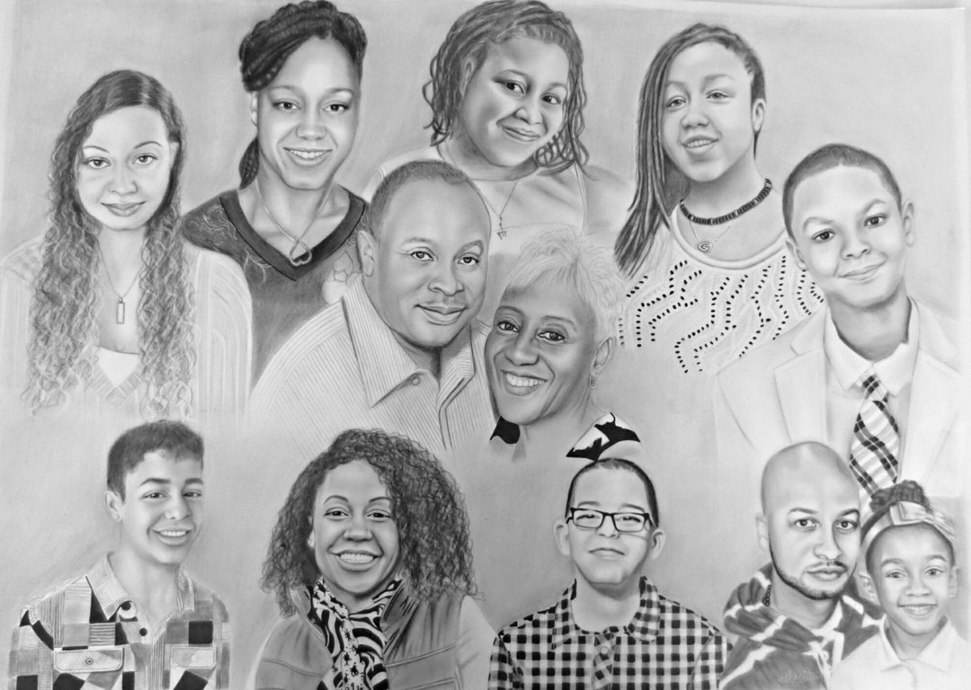 Custom Family Portrait, Large Sizes. Comes With Free Print. - Etsy