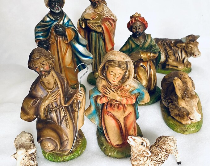Vintage Italian Nativity Figurines Made in Italy Hand Painted Composite ...