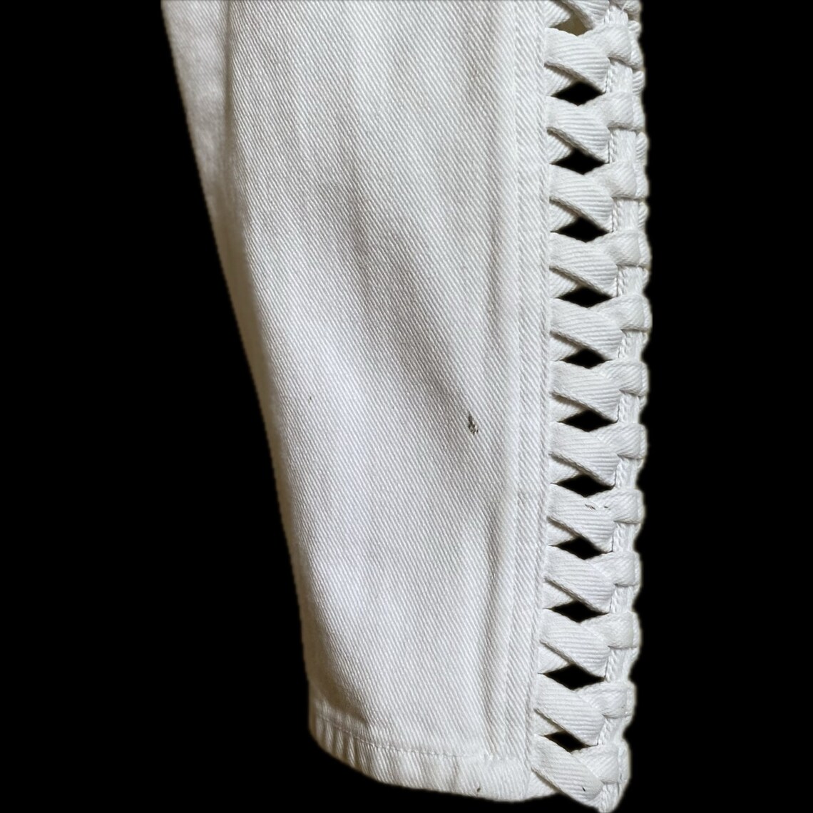 27x 28 80s White Jeans Open Lattice Legs, High Waisted, Bare Back ...