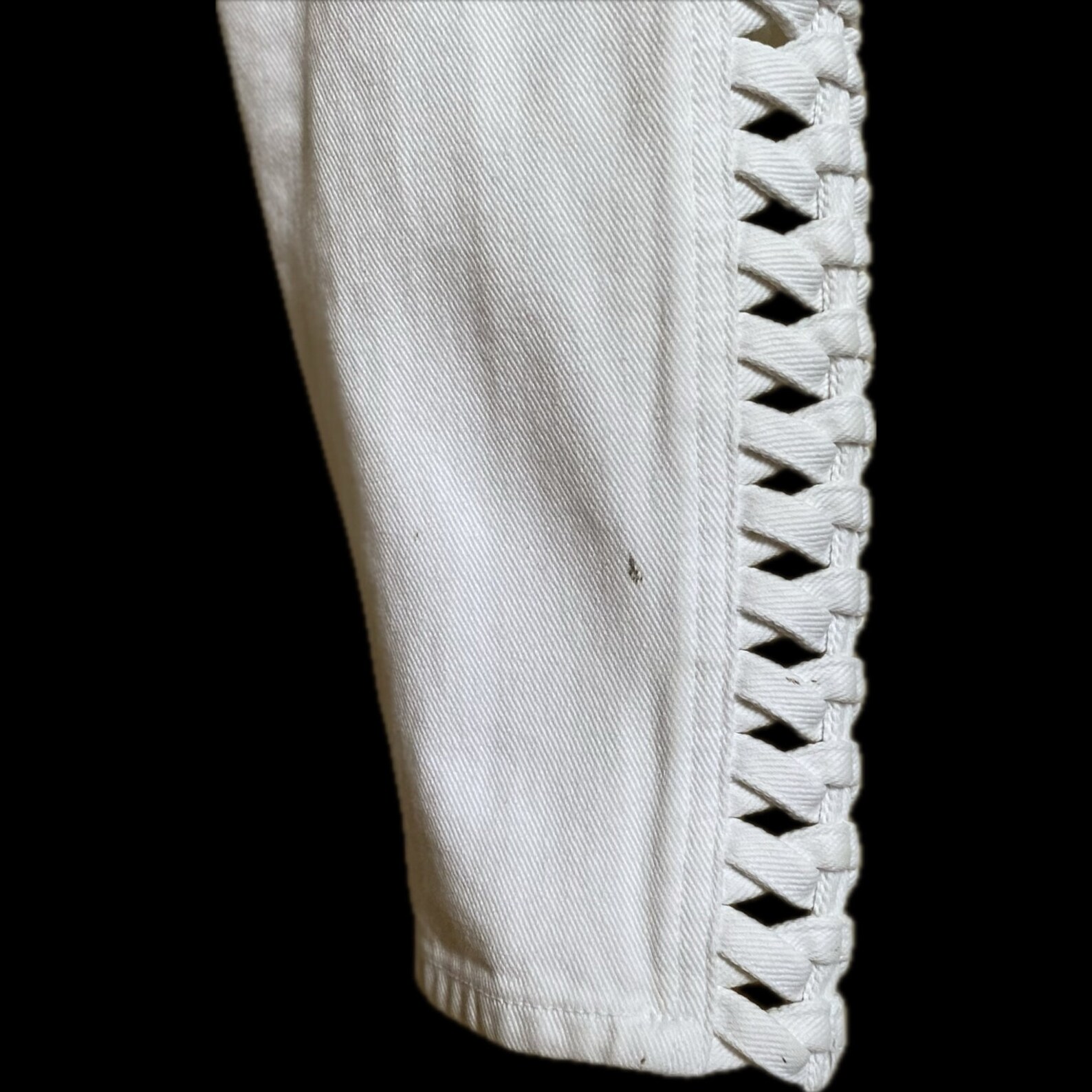 27x 28 80s White Jeans Open Lattice Legs, High Waisted, Bare Back ...