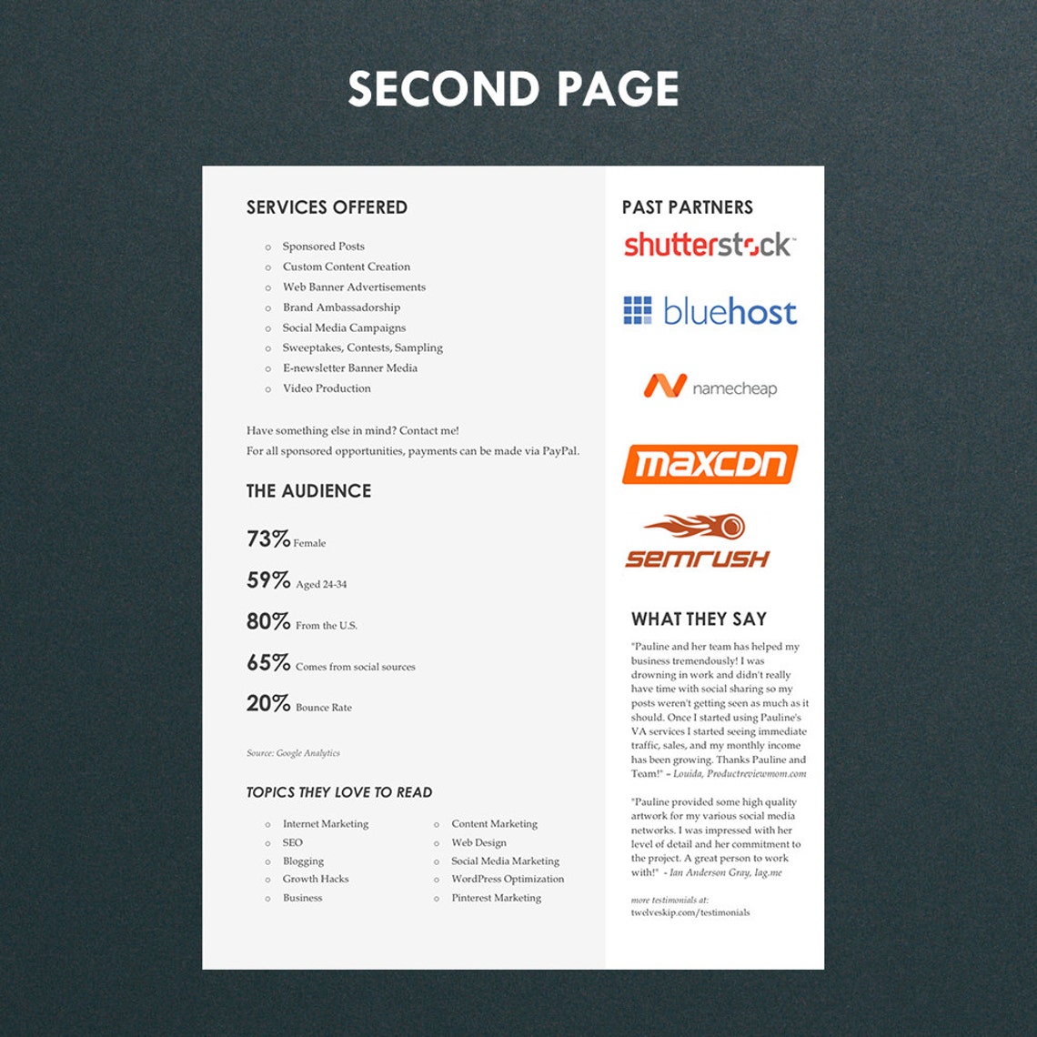 Minimalist Media Kit Template, Press Kit 3 Pages - Etsy