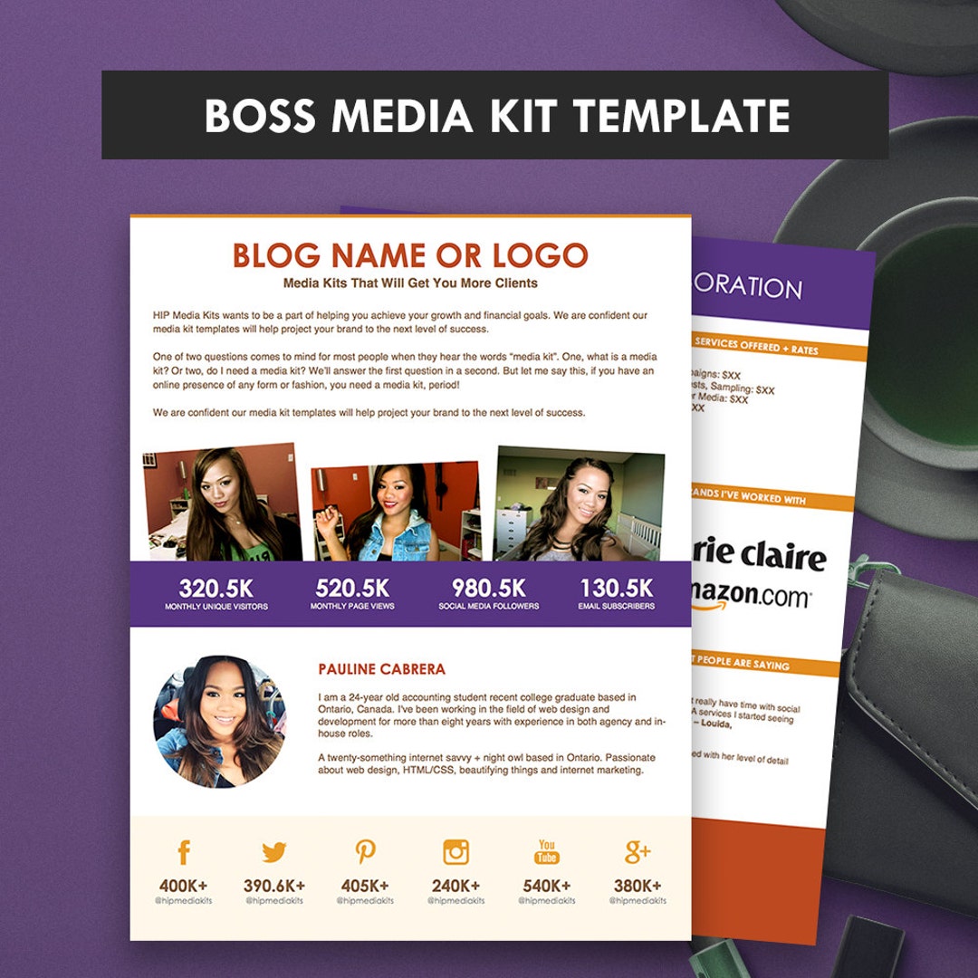 Boss Media Kit Template - Ad Rate Sheet - Press Kit - Pitch Kit - Blog ...