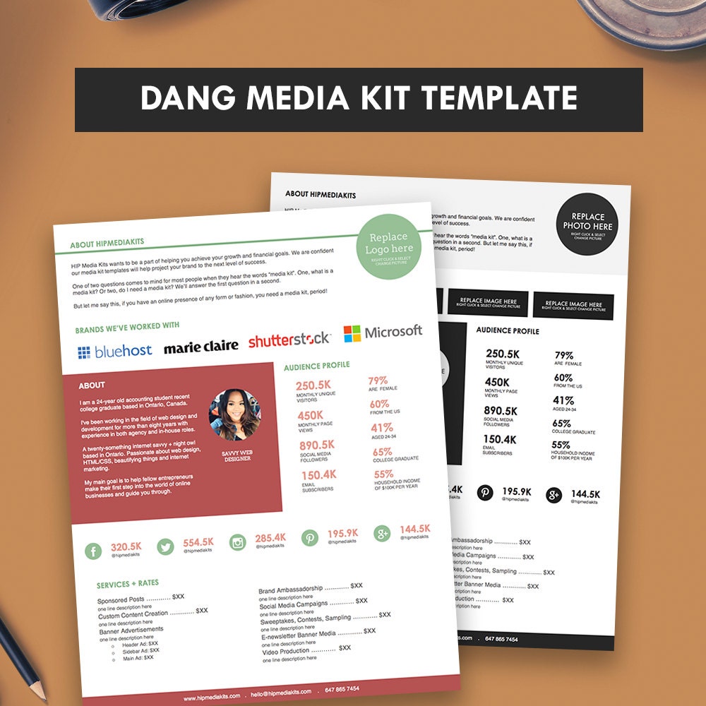 Press Kit Media Kit Template DANG, Blogger Media Kit, Pitch Kit, Blog ...