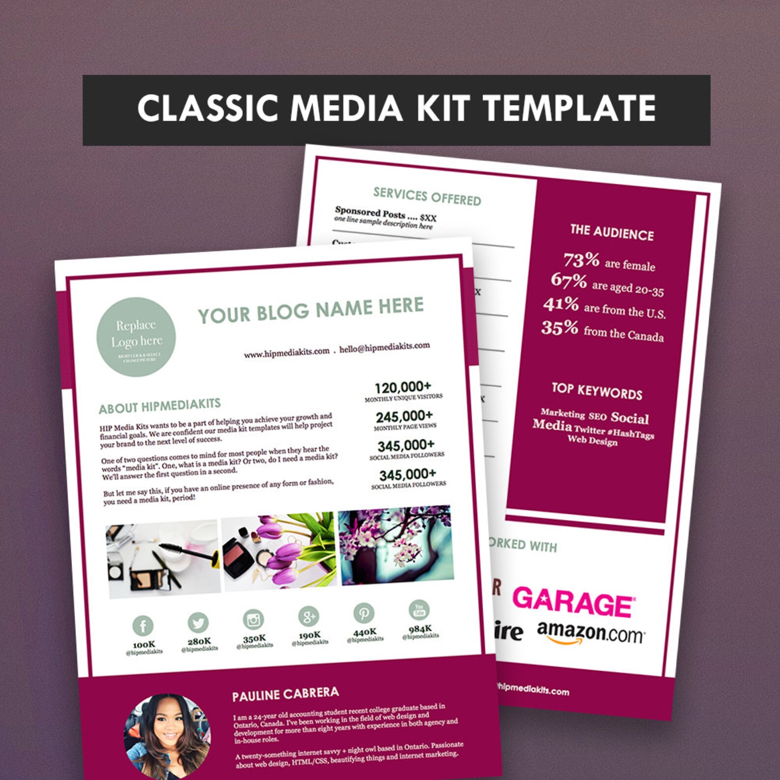 Classic Blog Media Kit + Ad Rate Sheet - Press Kit - Pitch Kit - Blog ...