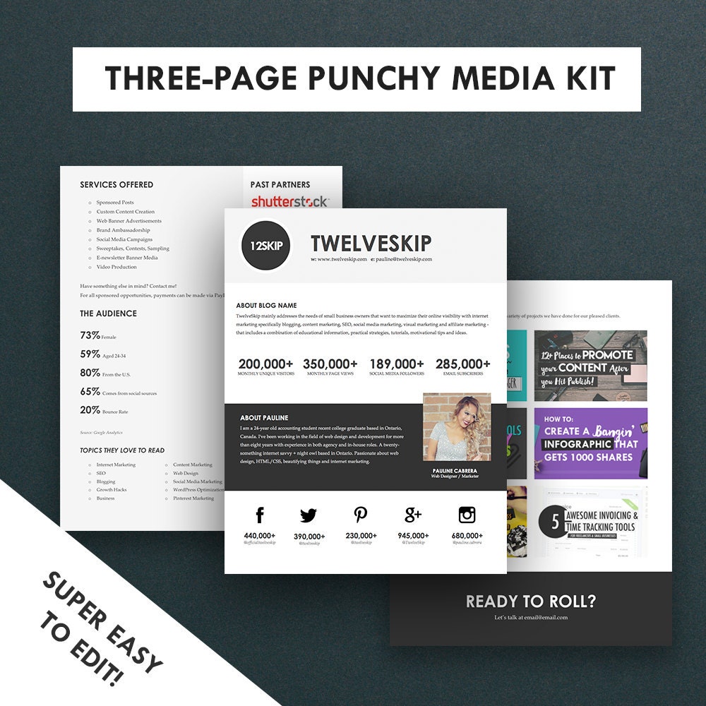 Minimalist Media Kit Template, Press Kit 3 Pages - Etsy