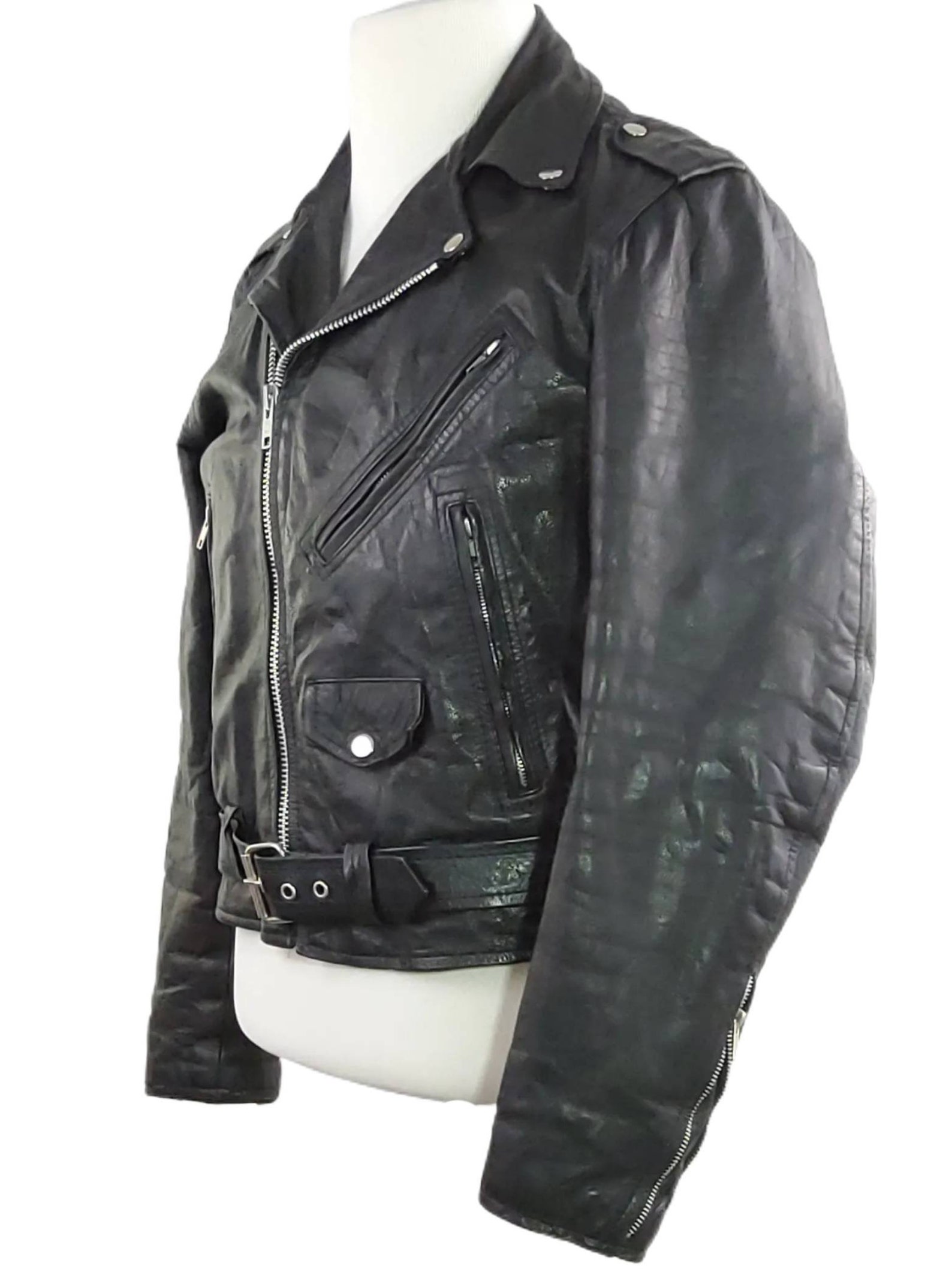 Vintage 80s Motorcycle Jacket Black Leather Biker Jacket Racer | Etsy