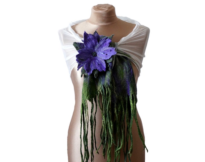 Nuno Felted Silk Scarf Shawl Felted Shawl Felted Scarf Wool - Etsy