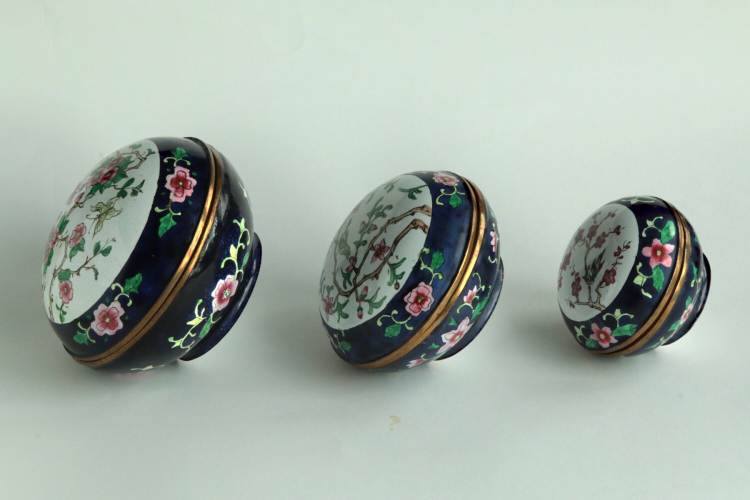 Vintage Chinese Set of 3 Canton Enamel Covered Boxes - Etsy