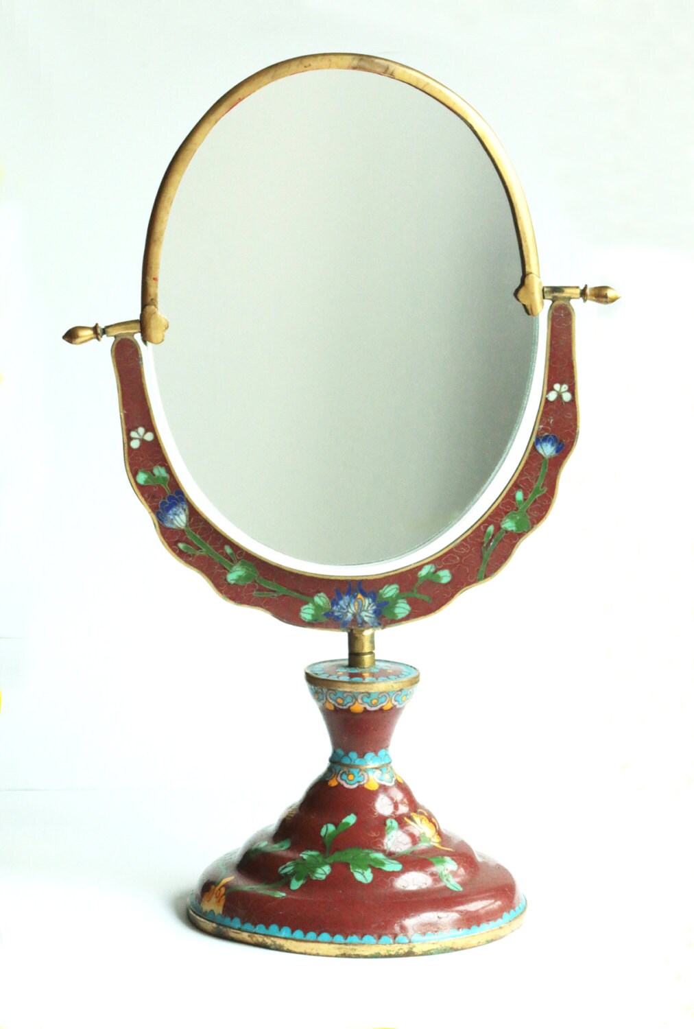 Antique Vintage Chinese Cloisonne Table Mirror - Etsy