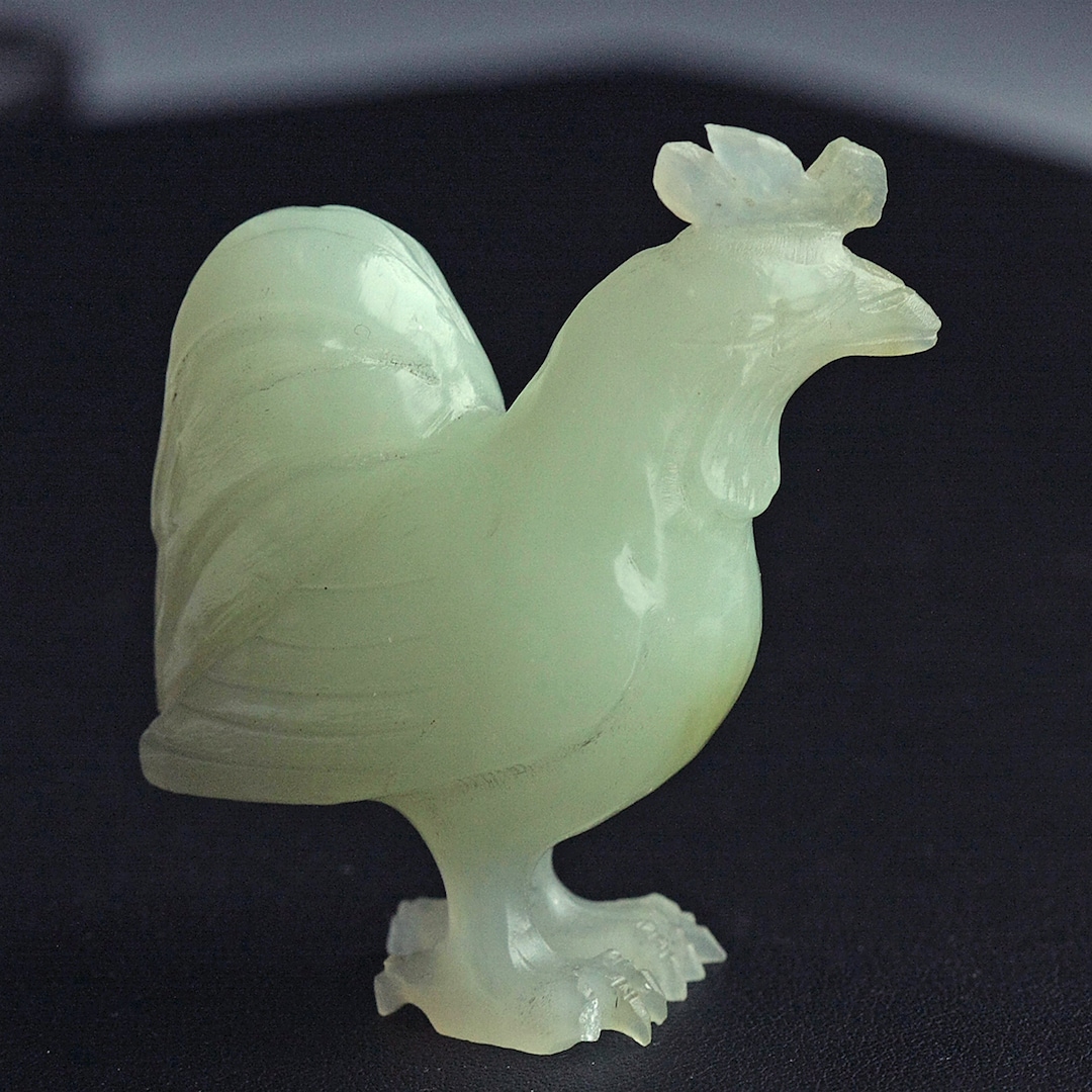 Vintage Handcarved Celadon "jade" Rooster Serpentine "jade" Rooster ...