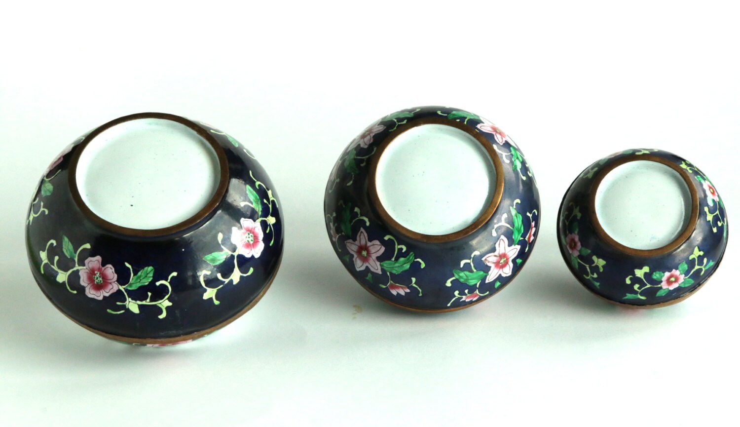 Vintage Chinese Set of 3 Canton Enamel Covered Boxes - Etsy