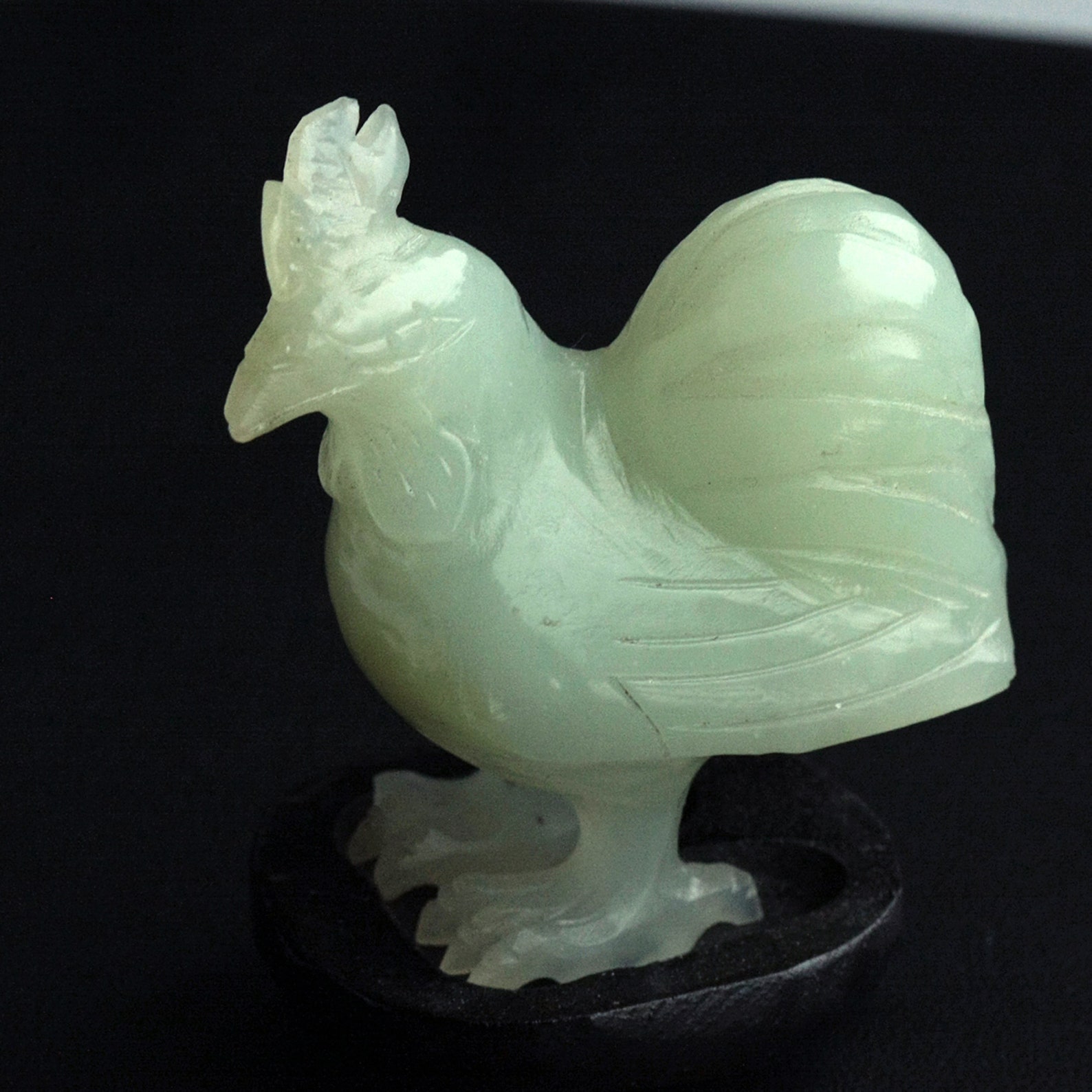 Vintage Handcarved Celadon "jade" Rooster Serpentine "jade" Rooster ...