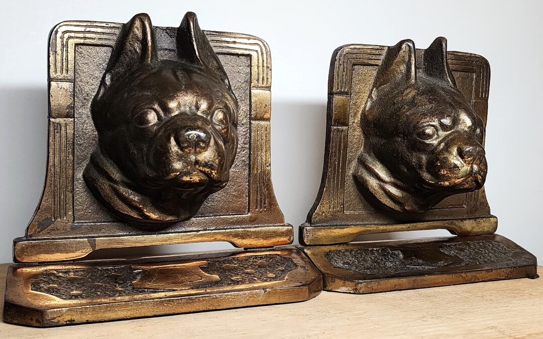 Antique Bronze Clad Boston Terrier Bookends Circa 1910-1920 Original ...