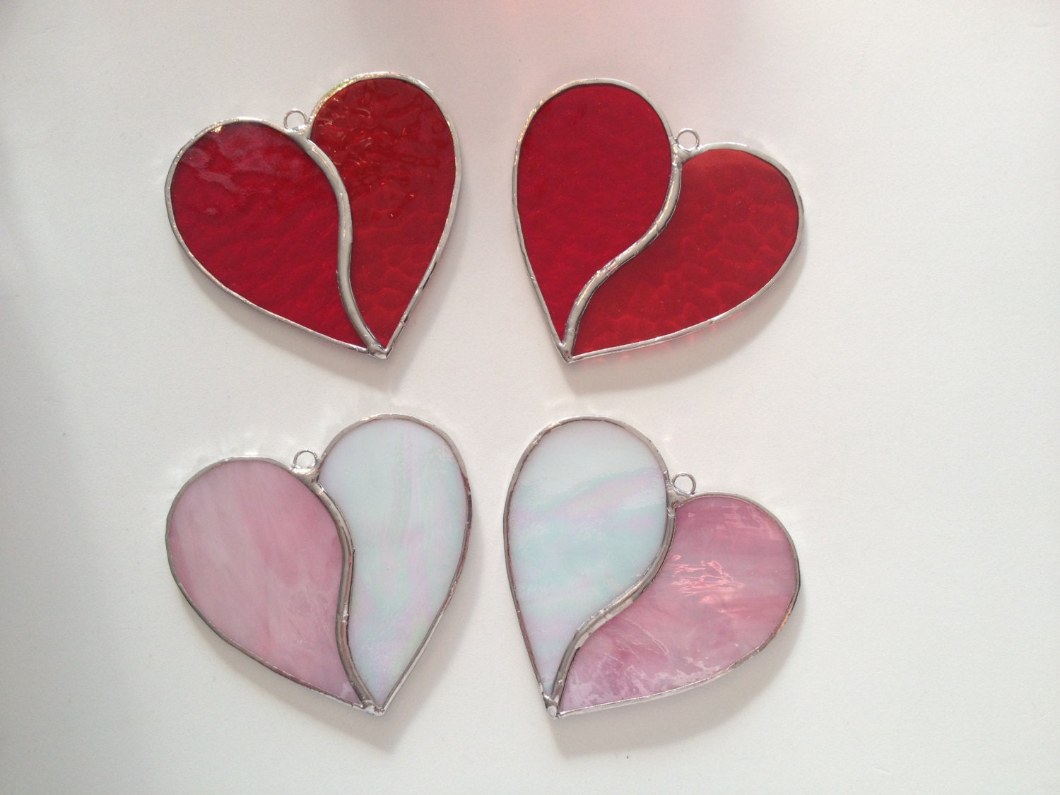 Handmade Stained Glass Two-tone Heart Suncatcher | Etsy