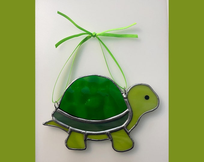 Handmade Stained Glass Turtle Suncatcher - Etsy