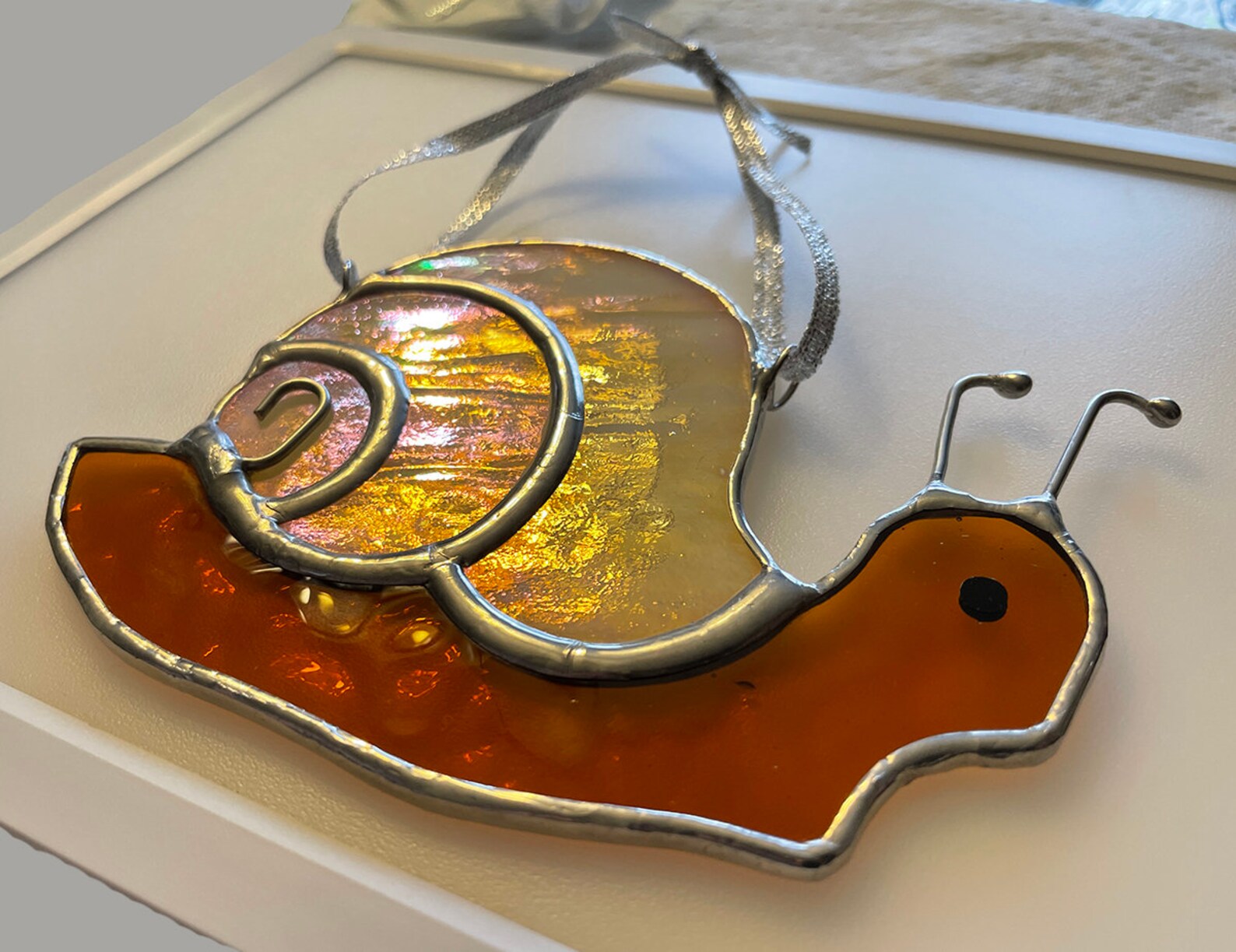 Handmade Stained Glass Garden Snail Suncatcher (natural Iridescent) - Etsy