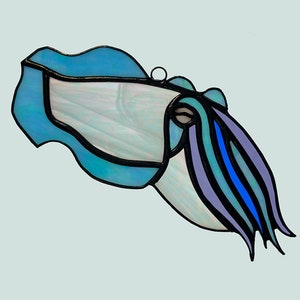 Handmade Stained Glass Cuttlefish (or Caribbean Reef Squid) Suncatcher ...
