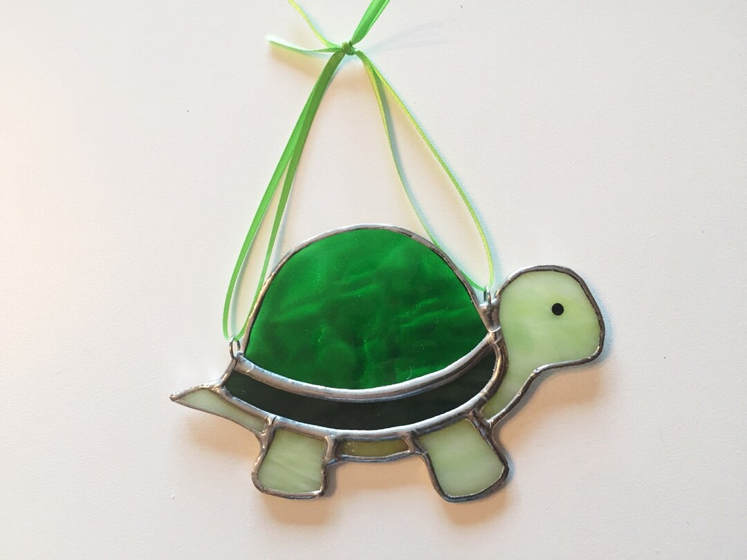 Handmade Stained Glass Turtle Suncatcher - Etsy