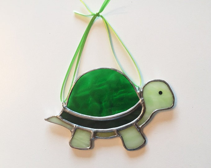 Handmade Stained Glass Turtle Suncatcher - Etsy