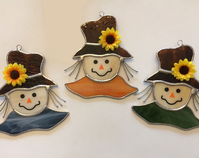 Handmade Stained Glass Scarecrow Suncatcher | Etsy