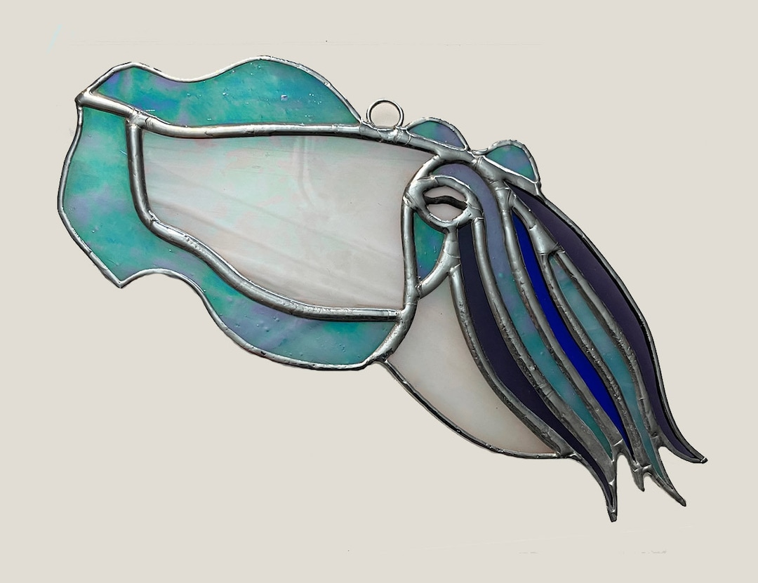 Handmade Stained Glass Cuttlefish (or Caribbean Reef Squid) Suncatcher ...