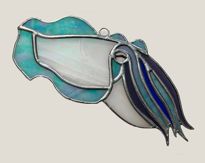 Handmade Stained Glass Cuttlefish (or Caribbean Reef Squid) Suncatcher ...