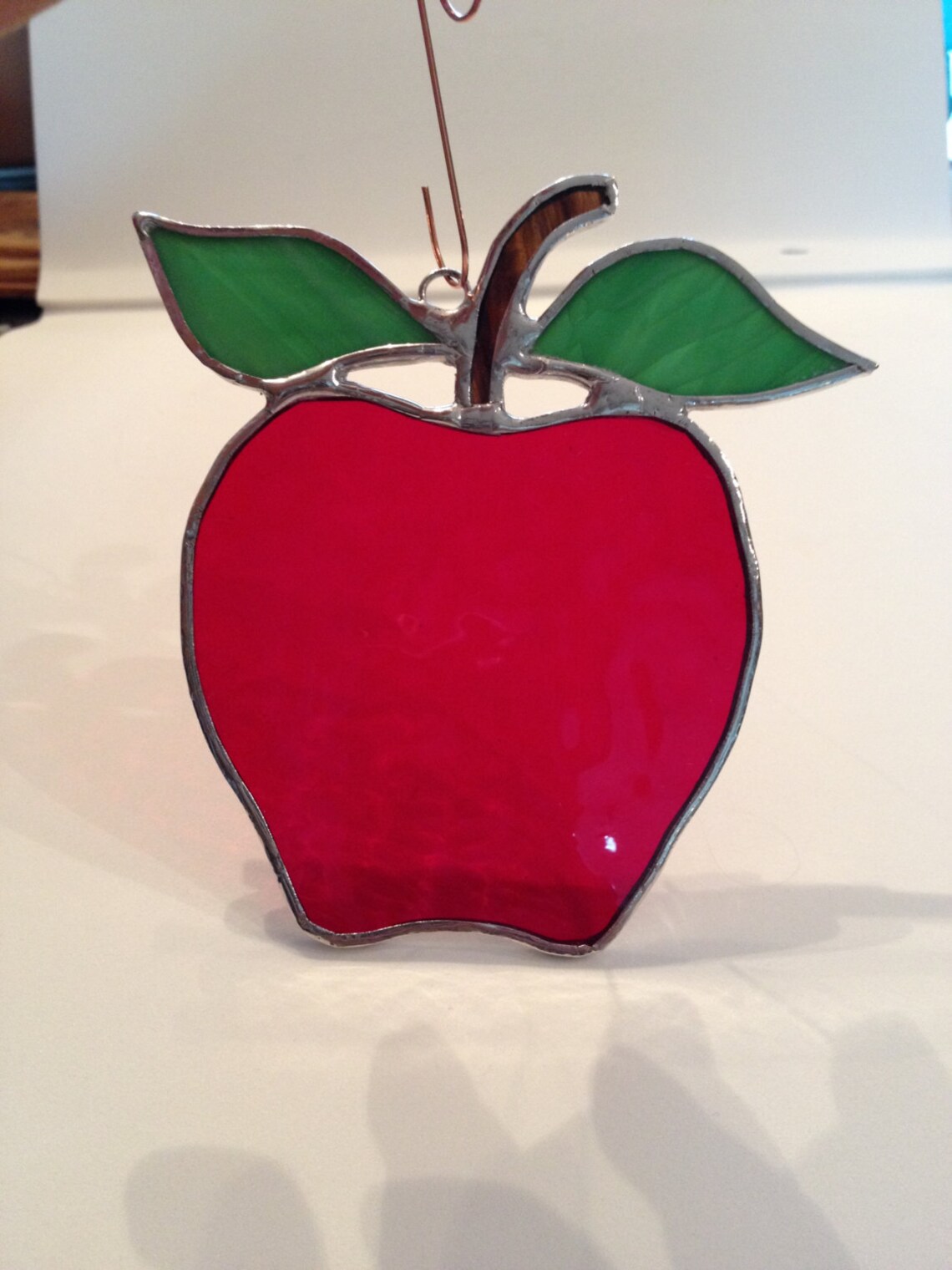 Handmade Stained Glass Apple Suncatcher - Etsy Canada