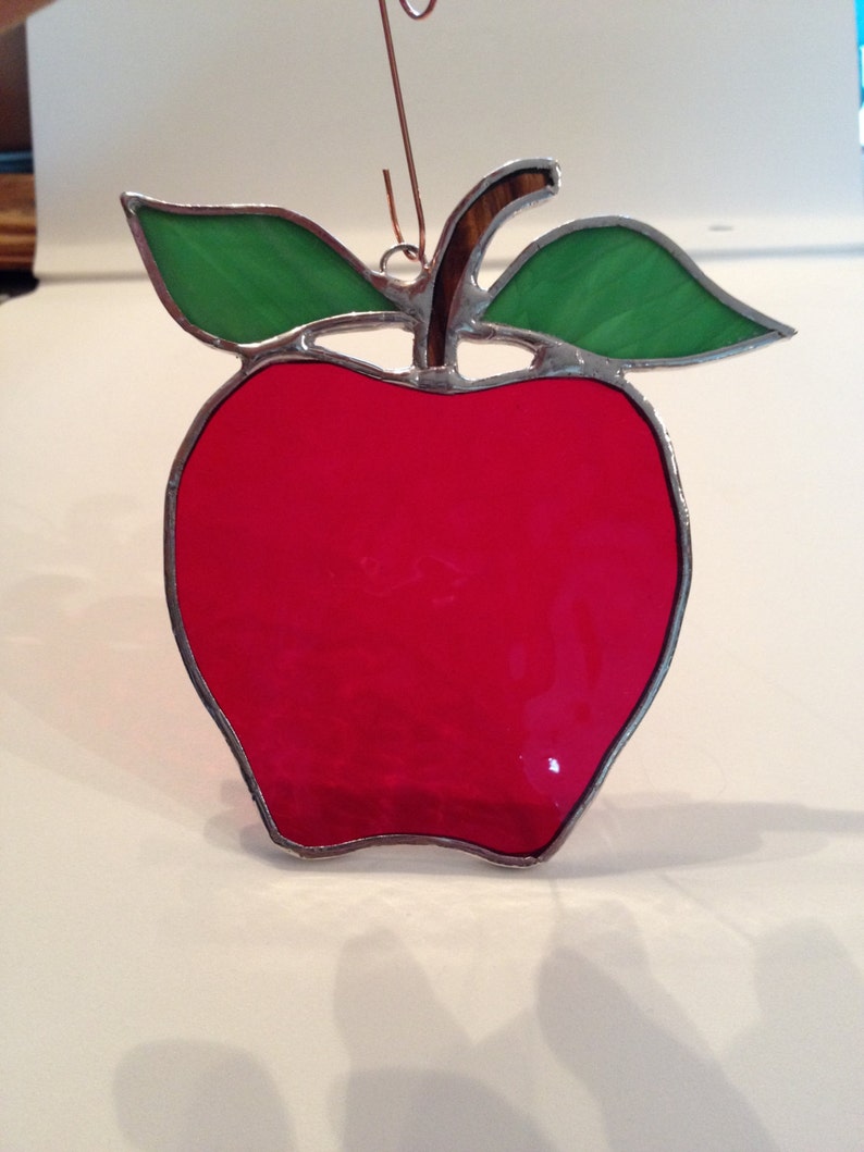 Handmade Stained Glass Apple Suncatcher - Etsy Canada