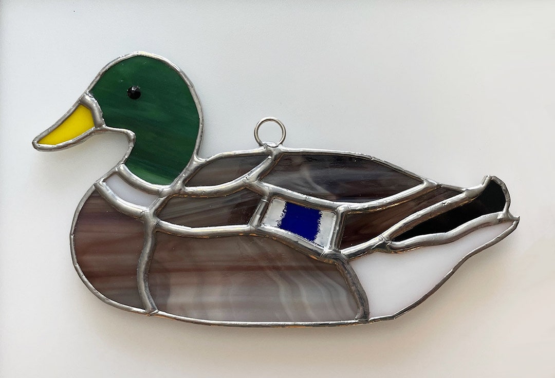 Handmade Stained Glass Mallard Duck Suncatcher - Etsy