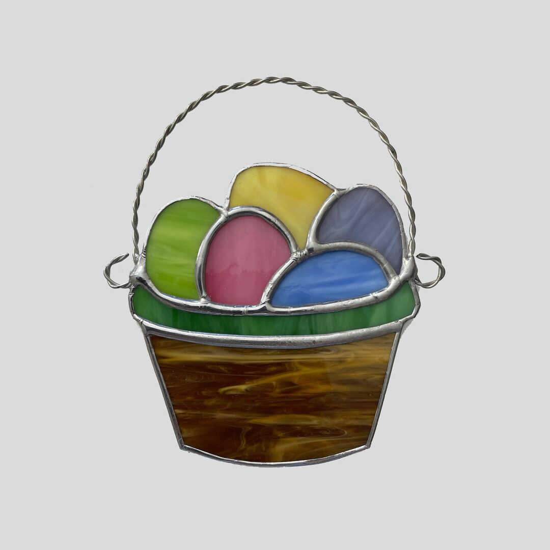 Handmade Stained Glass Basket of Easter Eggs - Etsy