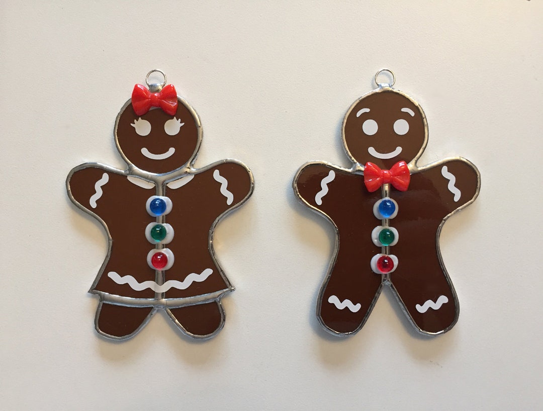 Handmade Stained Glass Gingerbread Boy or Gingerbread Girl (gingerbread ...