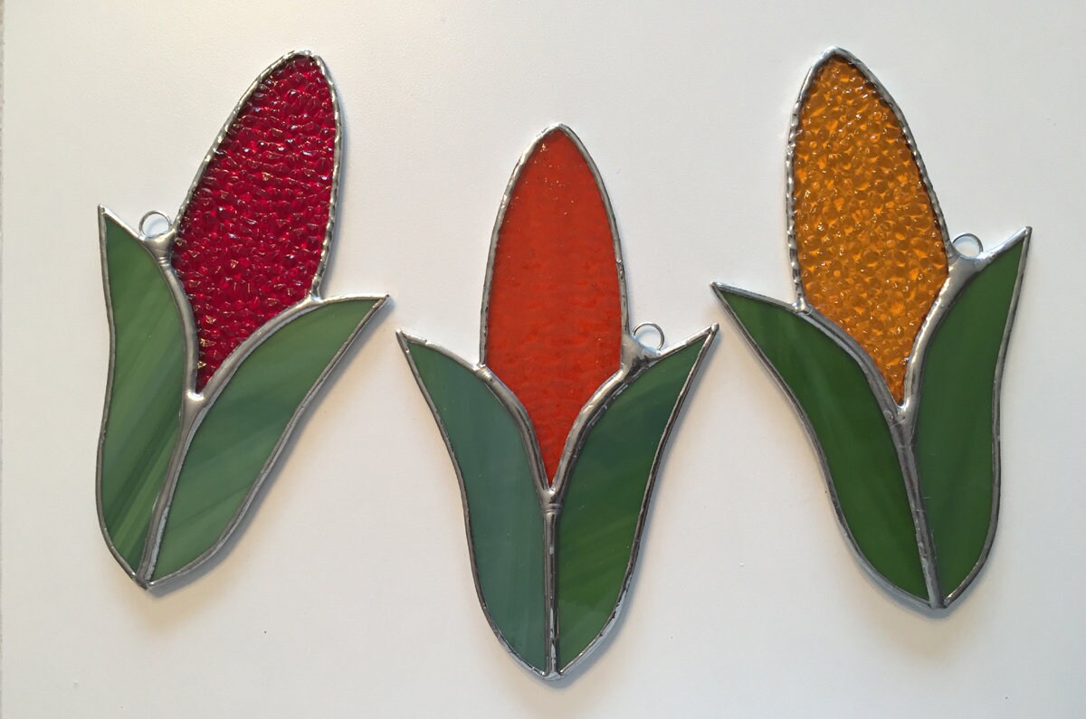 Handmade Stained Glass Indian Corn Suncatcher | Etsy