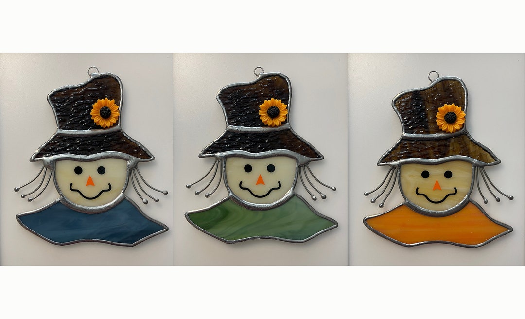 Handmade Stained Glass Scarecrow Suncatcher - Etsy