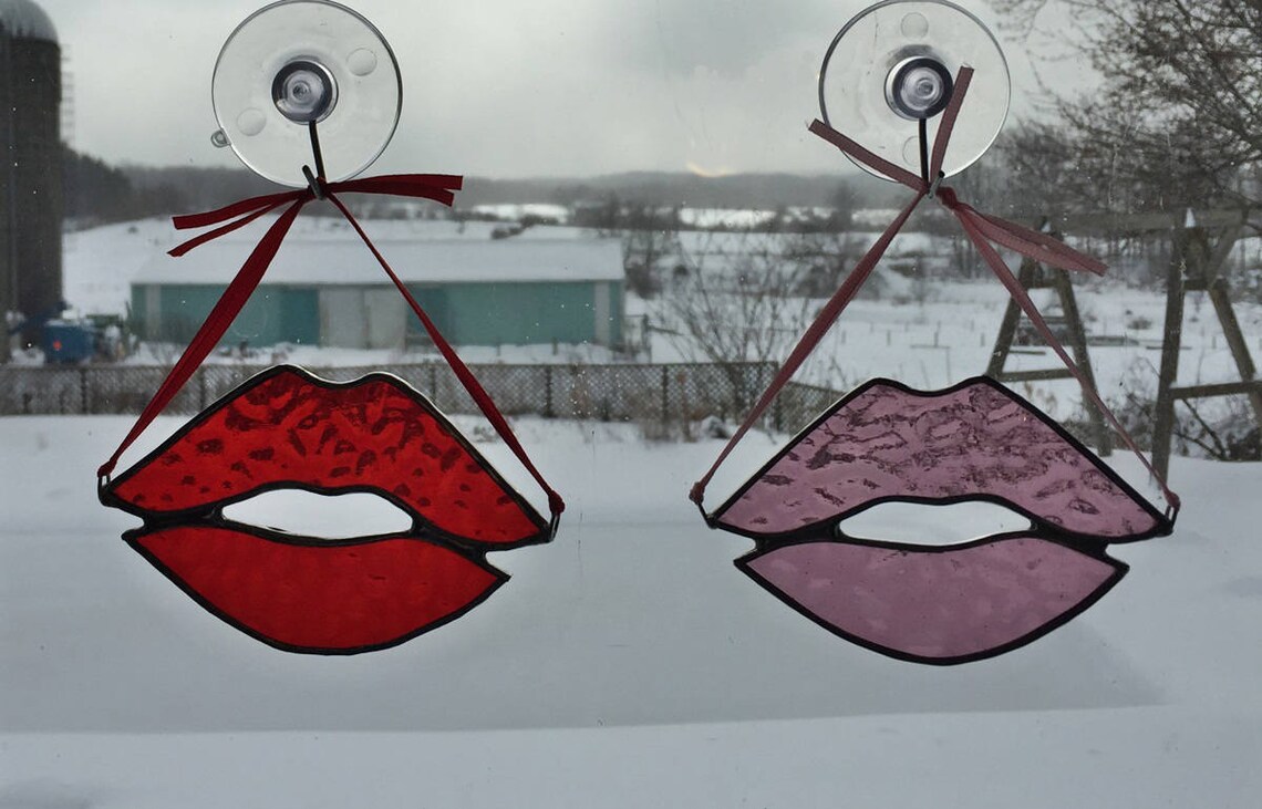 Handmade Stained Glass Kiss/lips Suncatcher - Etsy