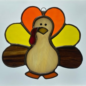 Handmade Stained Glass Turkey Suncatcher - Etsy