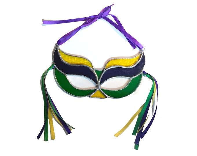 Handmade Stained Glass Mardi Gras Mask Suncatcher - Etsy