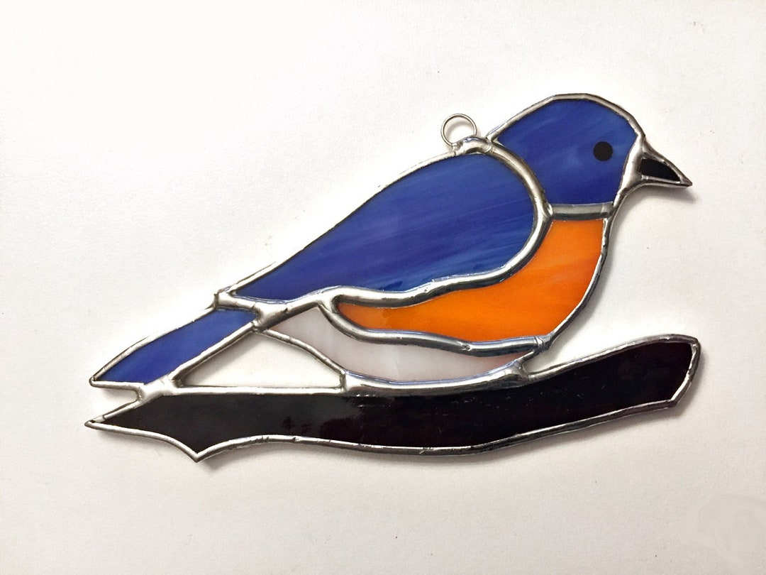 Handmade Stained Glass Eastern Bluebird Suncatcher - Etsy