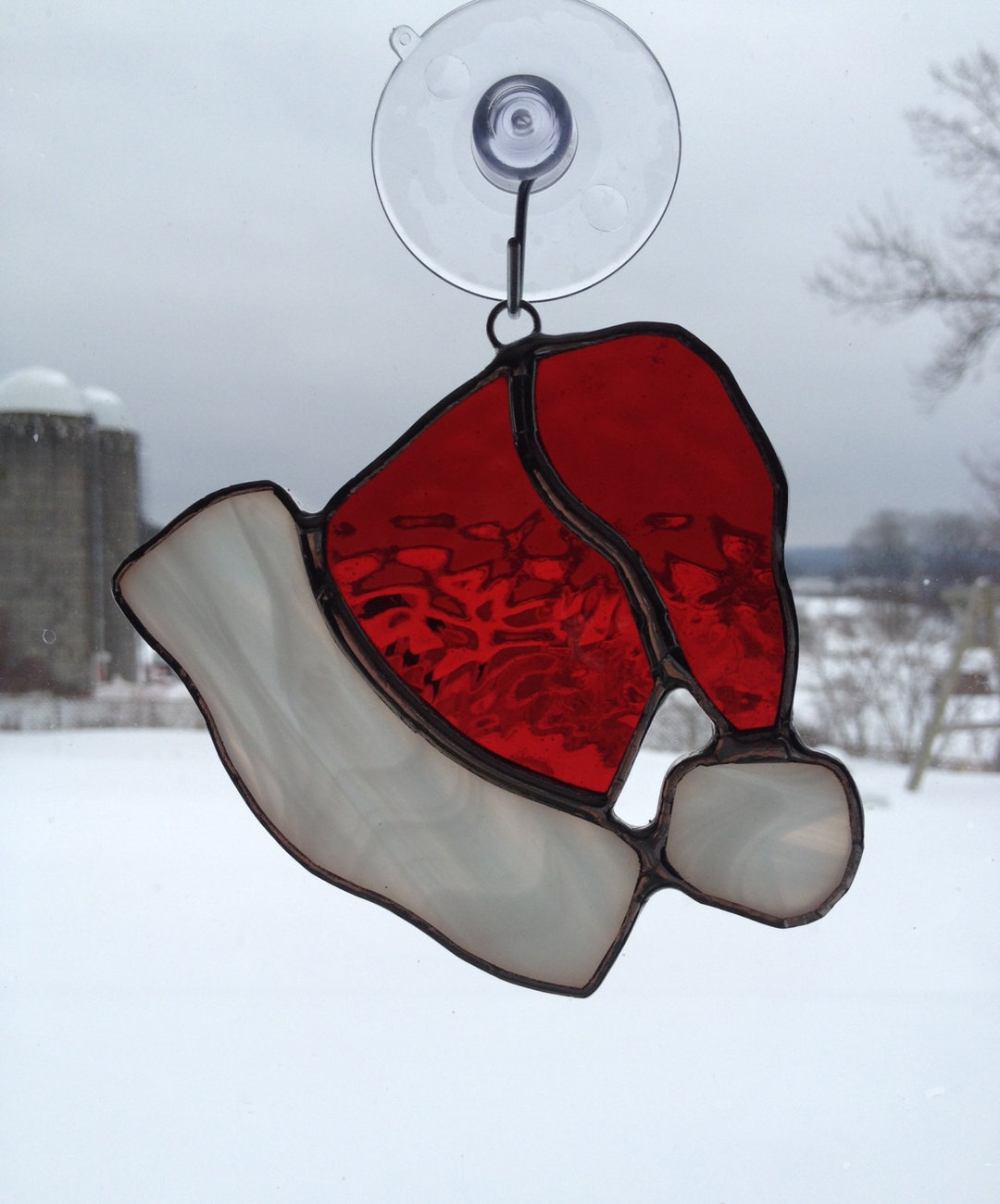 Handmade Stained Glass Santa's Hat - Etsy