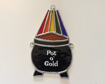 Stained Glass Pattern Pot of Gold at the End of the Rainbow PDF Pattern ...