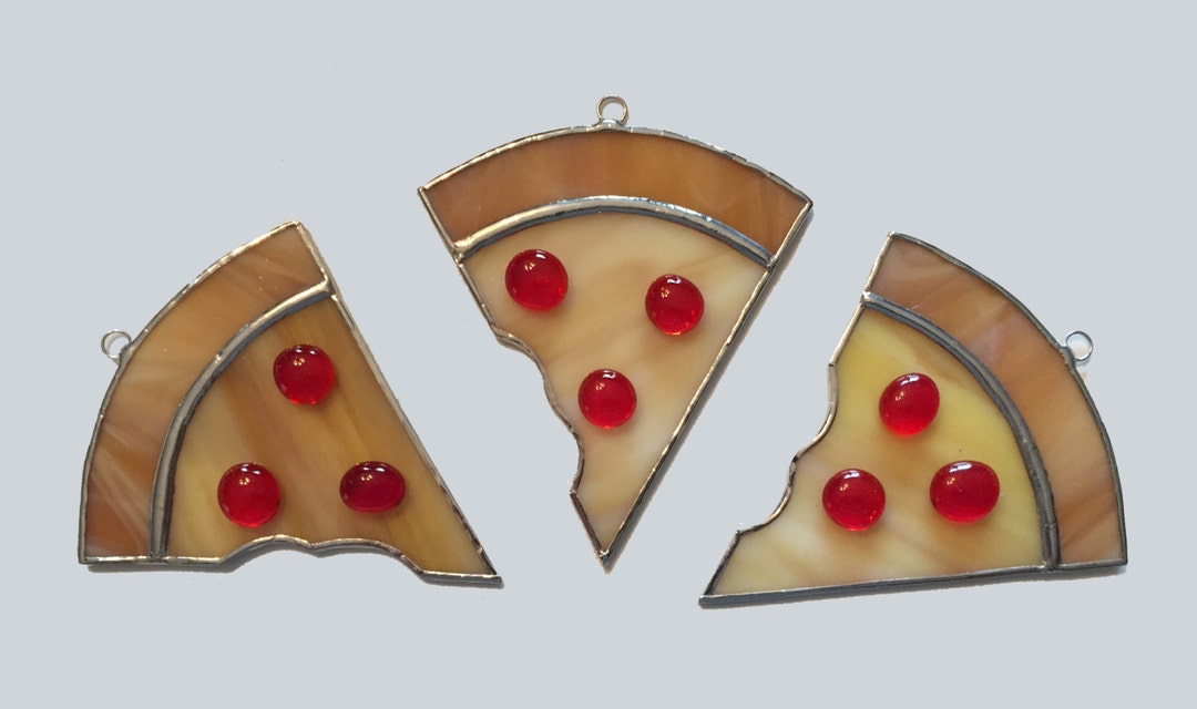 Handmade Stained Glass Pizza Slice Suncatcher - Etsy