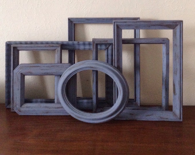 Set of Seven Shabby Chic Blue Frames Open Backed Cottage - Etsy