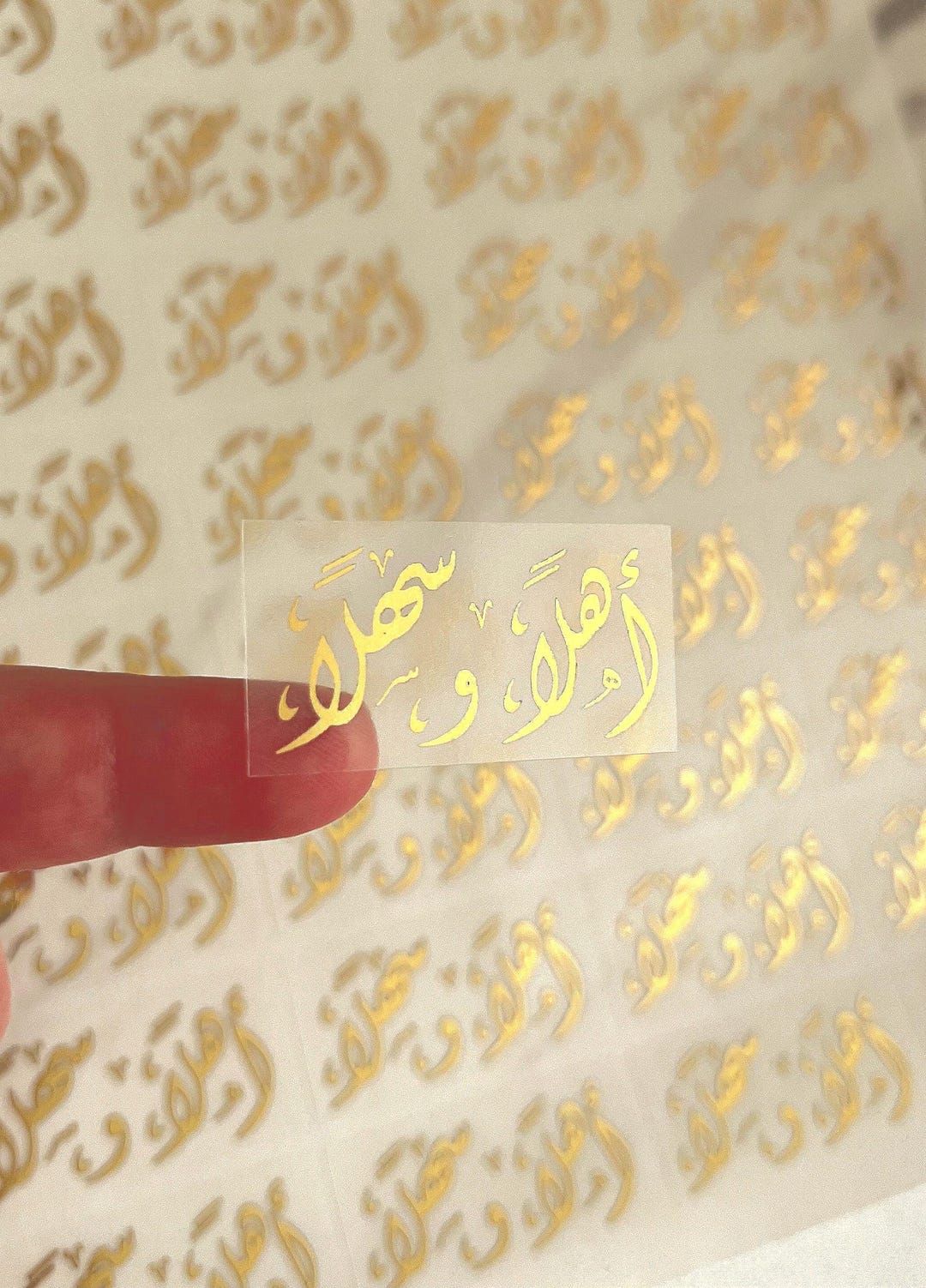 40 Stickers Gold Foiled Transparent Background Ahlan Wa Sahlan Clear 1. ...