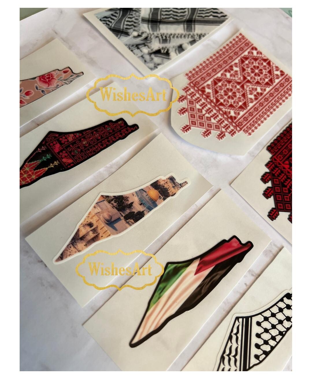 10 Sealed Stickers Palestine Map Keffiyeh Tatreez Flowers Aqsa ...