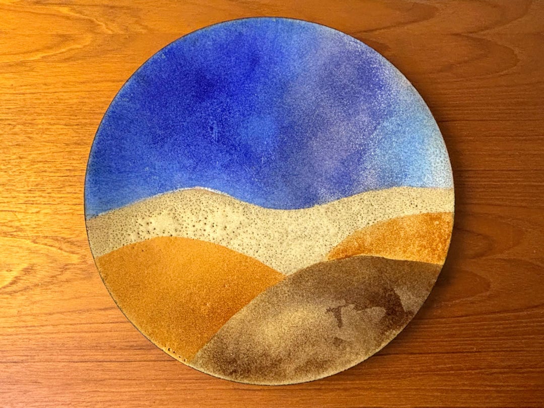 Decorative Enamel Copper Plate With Sand and Sky Design - Etsy