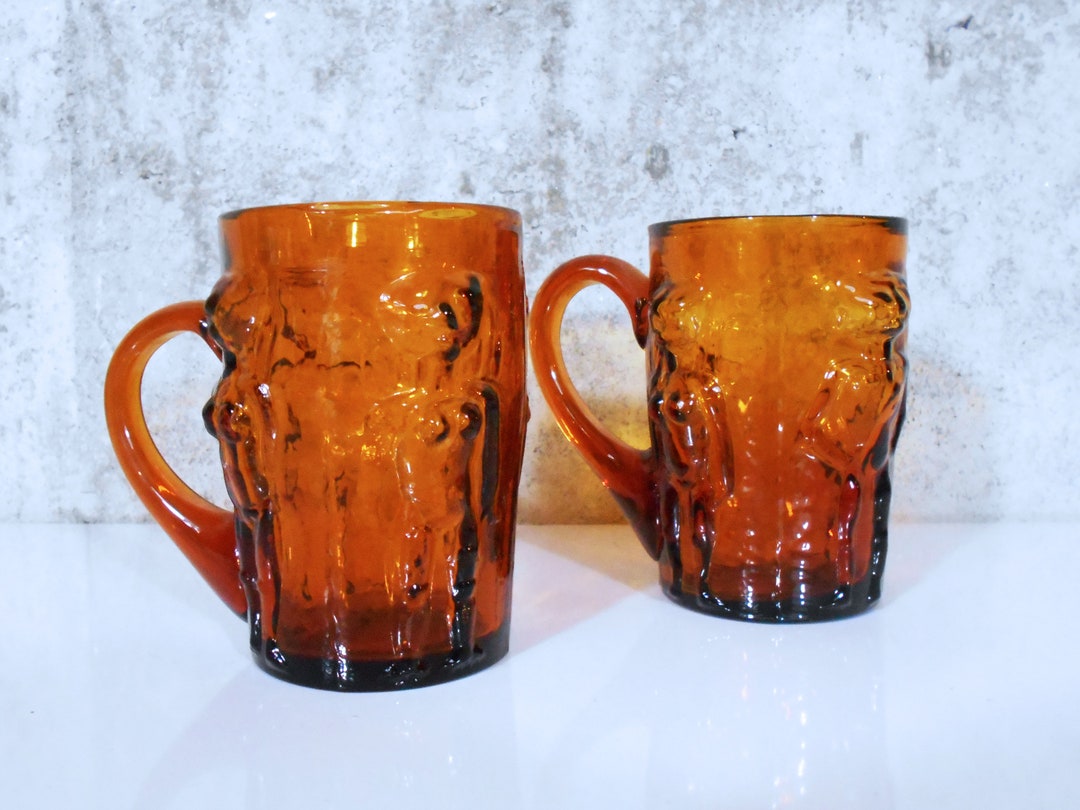 Pair of Adam and Eve Mugs by Erik Hoglund (erik Höglund) for Boda Glass ...