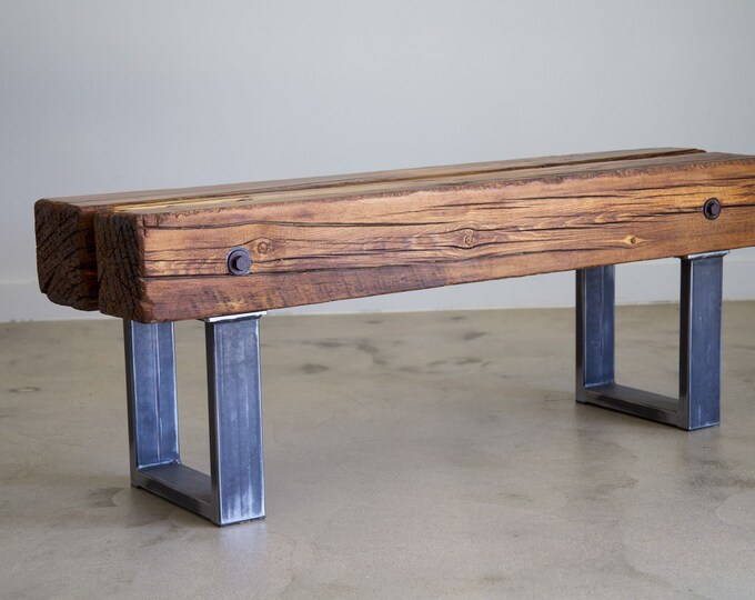 Simple Timber Bench Reclaimed Wood Bench Slab Bench Industrial Bench ...