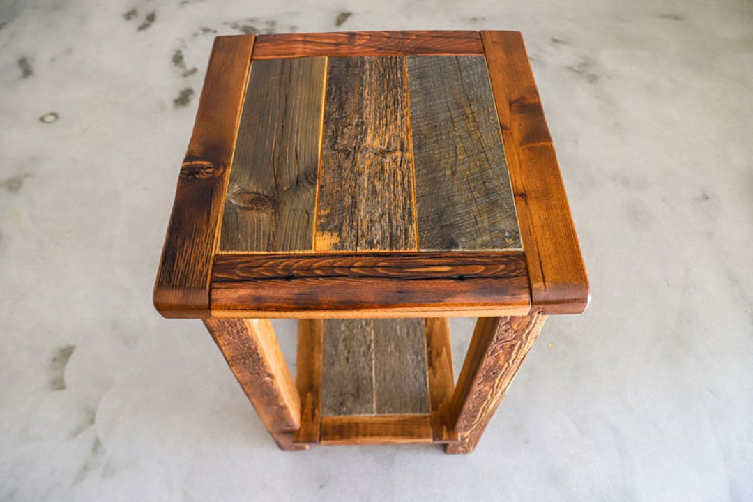 Barnwood Side Table Wood Side Table Reclaimed Wood Side Table Handmade ...