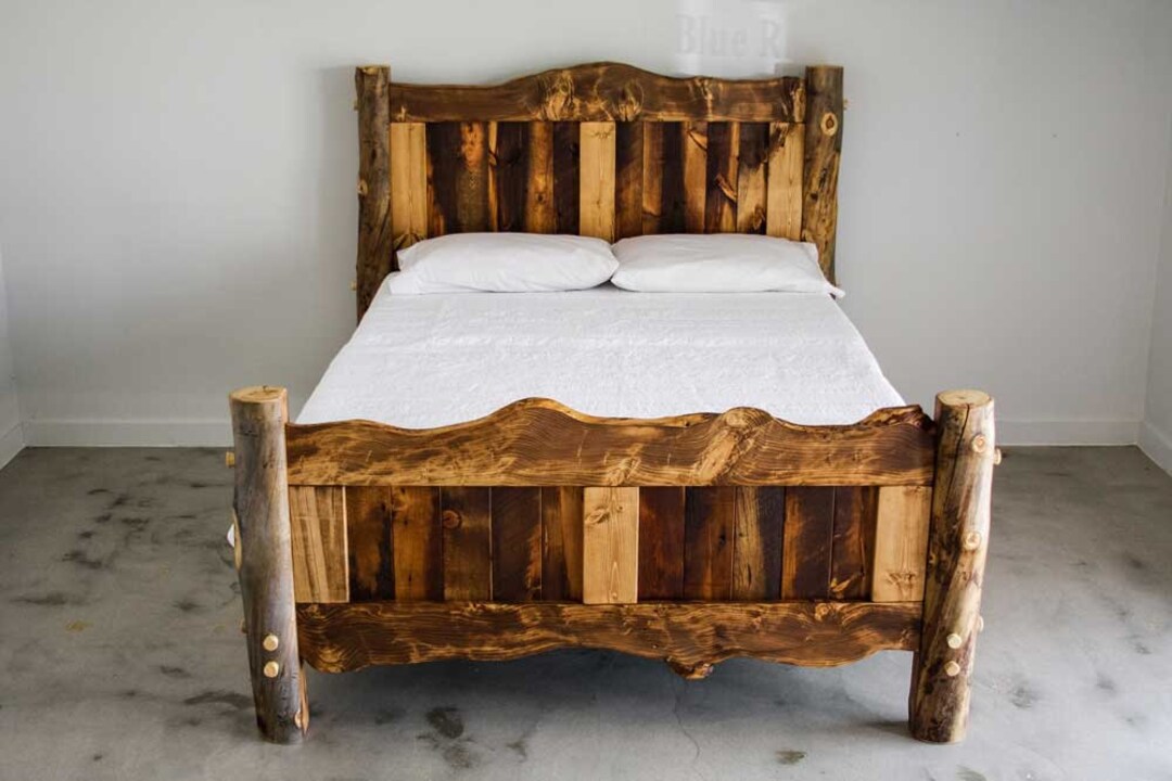 Log Bed Live Edge Bed Reclaimed Wood Bed Solid Wood Bed Barnwood ...