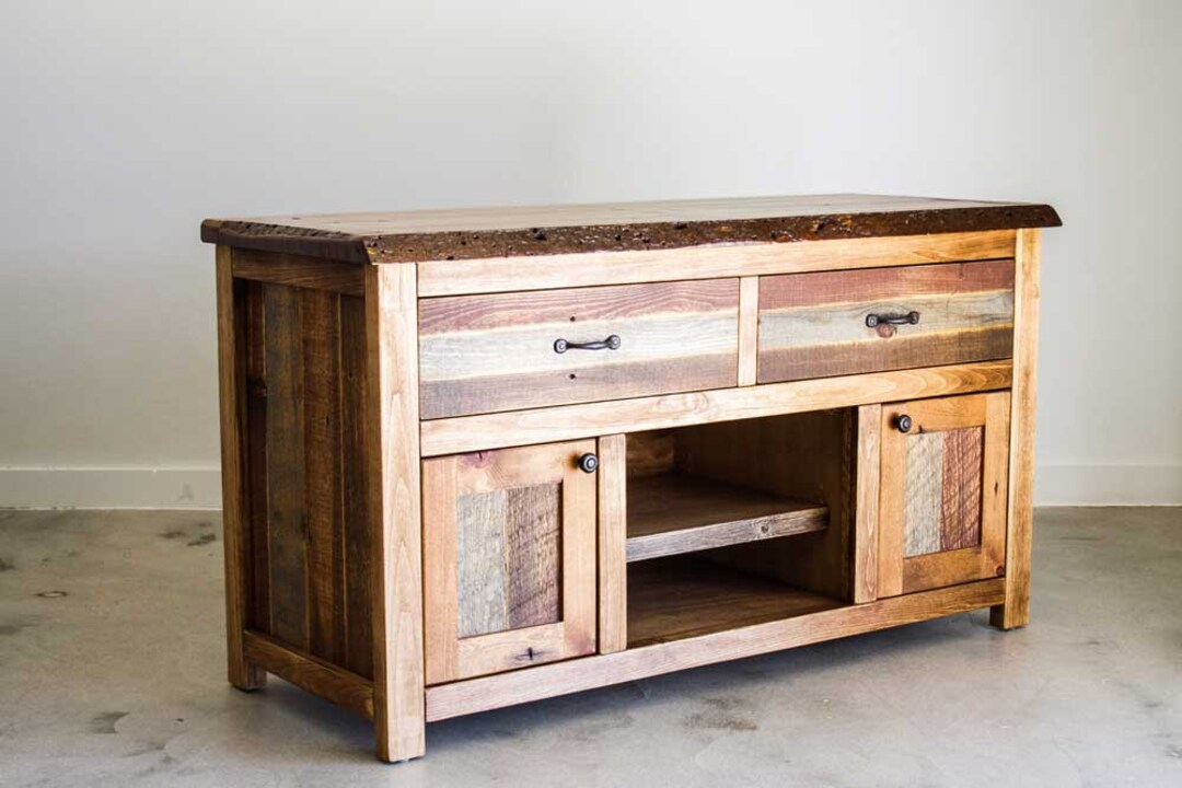 Barnwood TV Console | Reclaimed Wood Console Table | Rustic TV Stand ...