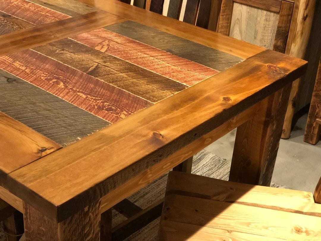 Rustic Dining Table Set Multi Color Barn Wood 6' Dining Table Rustic ...